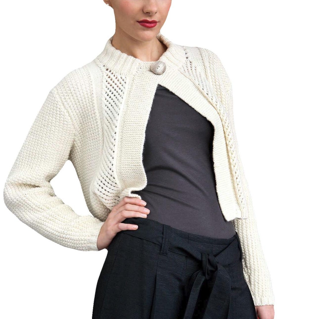 Cropped Cardigan Knitting Pattern | Women's Crop Tops, Jacket Vintage ...