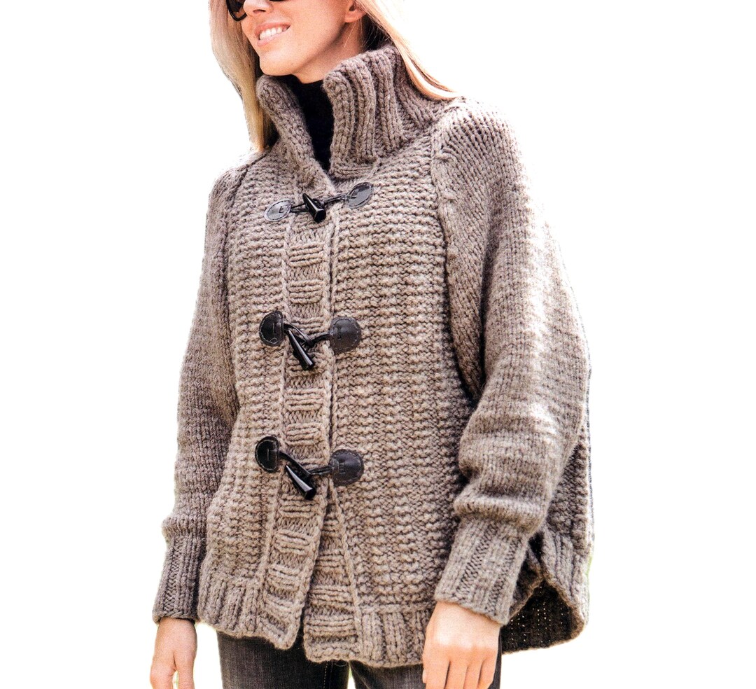 Bulky, Loose Jacket Easy Knitting Pattern Comfy Duffle Style Car Coat ...
