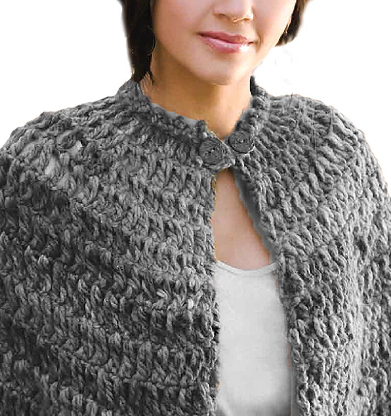 Short Crochet Cape | Easy Crochet Pattern Bulky Yarn | Women's Wrap ...