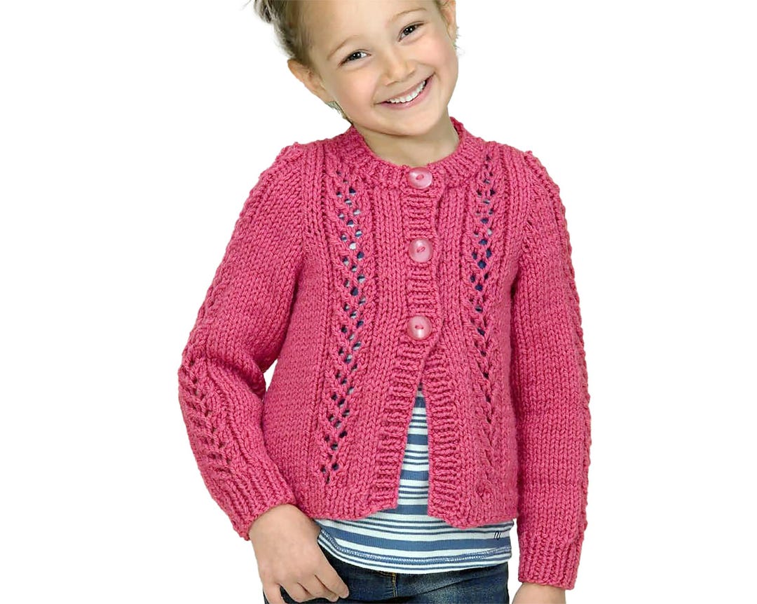 Chunky Cardigan Easy Knitting Pattern for Girls 2-10 Yrs. | Lovely ...