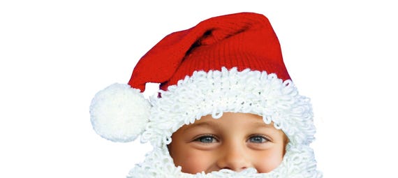 Coolest Santa Hat With Beard For Kids 2 5 yrs. Easy Knitting Pattern Toddlers Xmas Hat Instant PDF Download