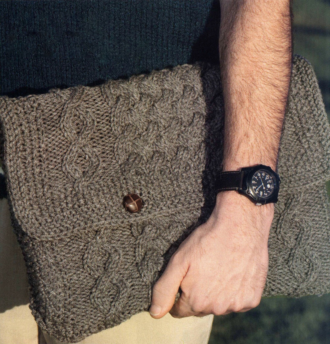 Aran Knitting Pattern Laptop Cover | PDF Pattern Laptop Sleeve 13 to 15 ...