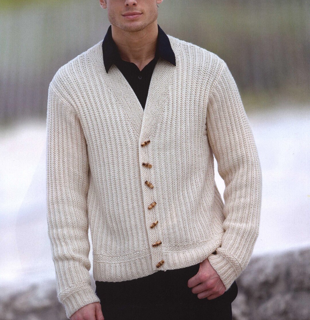 Men's Fisherman's Rib Sweater Knitting Pattern S to 2X | Ribbed ...