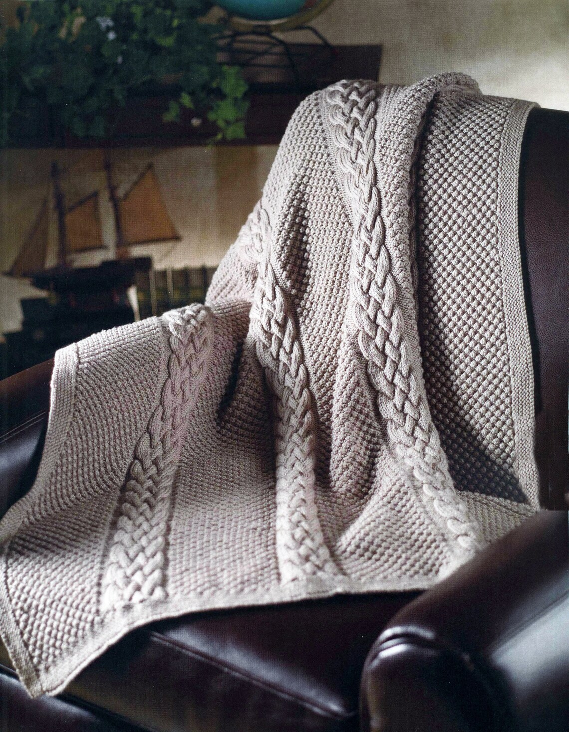 Aran Knit Pattern Lattice & Cables Throw Classic Irish Heirloom Blanket ...