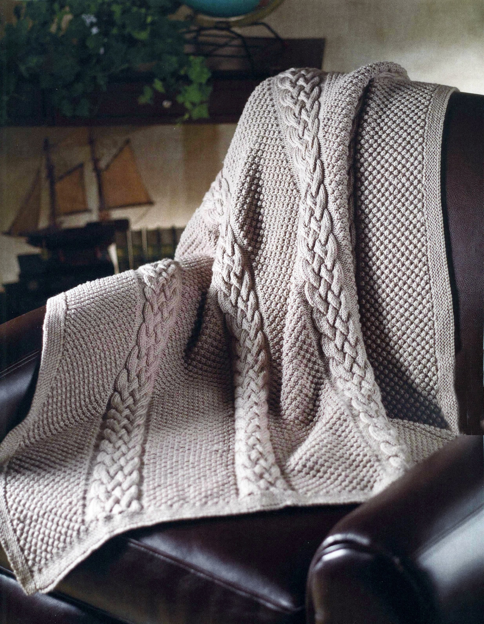 Aran Knit Pattern Lattice & Cables Throw Classic Irish Heirloom Blanket ...