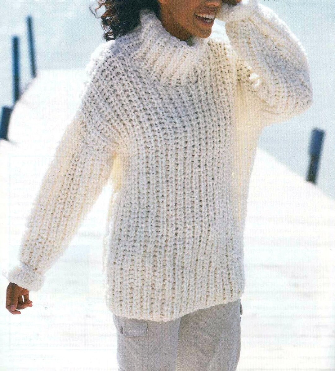 Easy Knitting Pattern Women's Chunky, Loose Sweater Fisherman's Rib ...