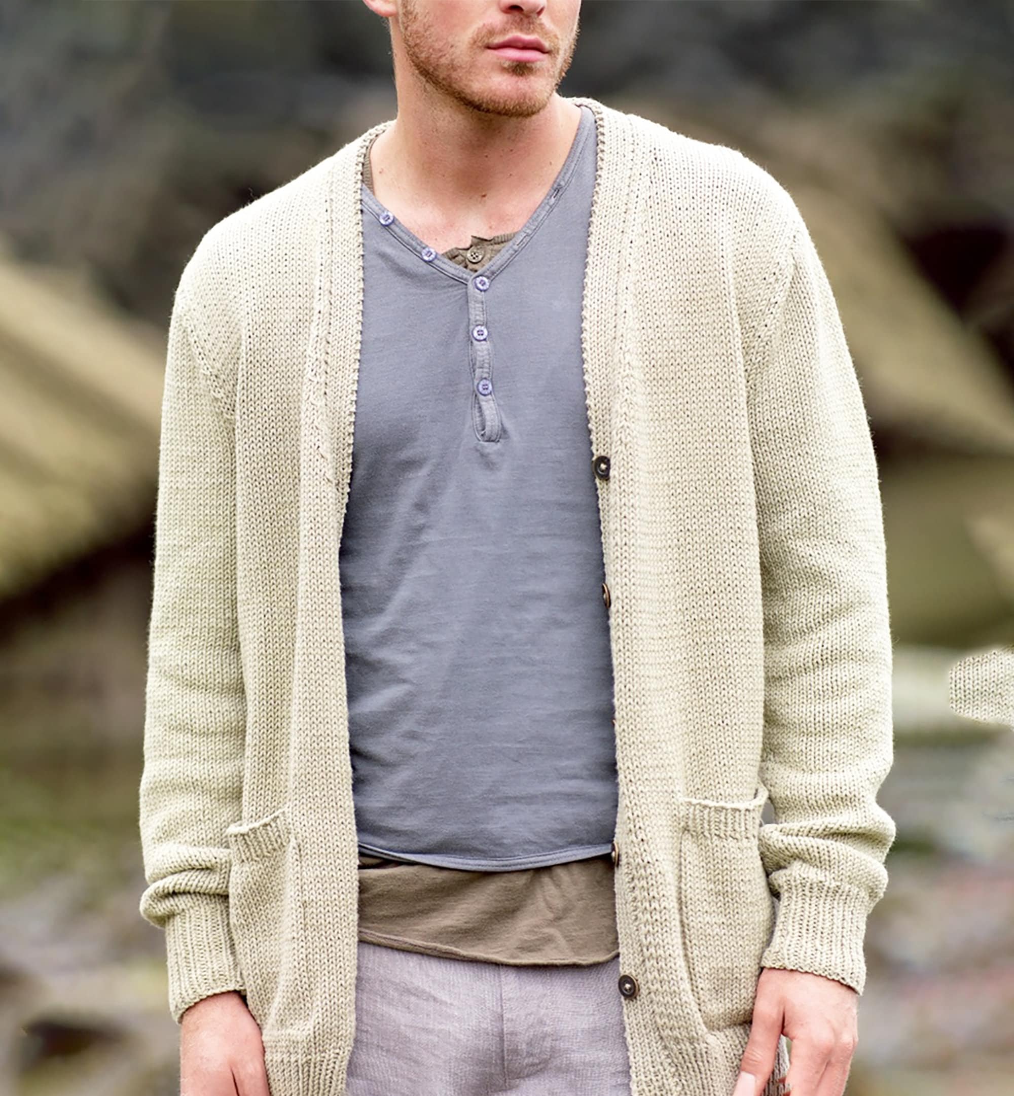 Distressed Cardigan for Men Vintage Knitting Pattern Classic Men's ...
