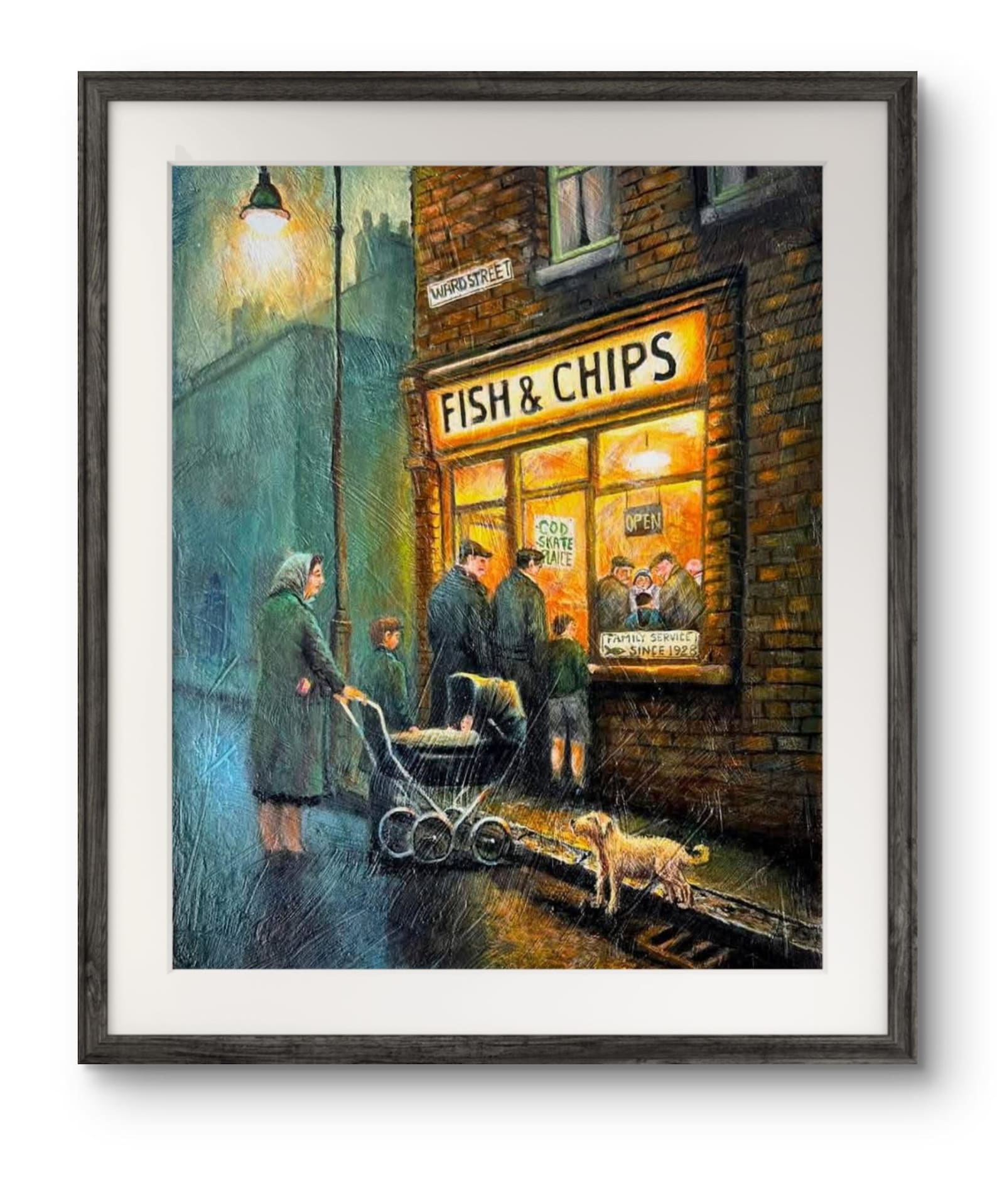 Vintage Poster - Fish & Chip Shop Art Print - British Night Street ...