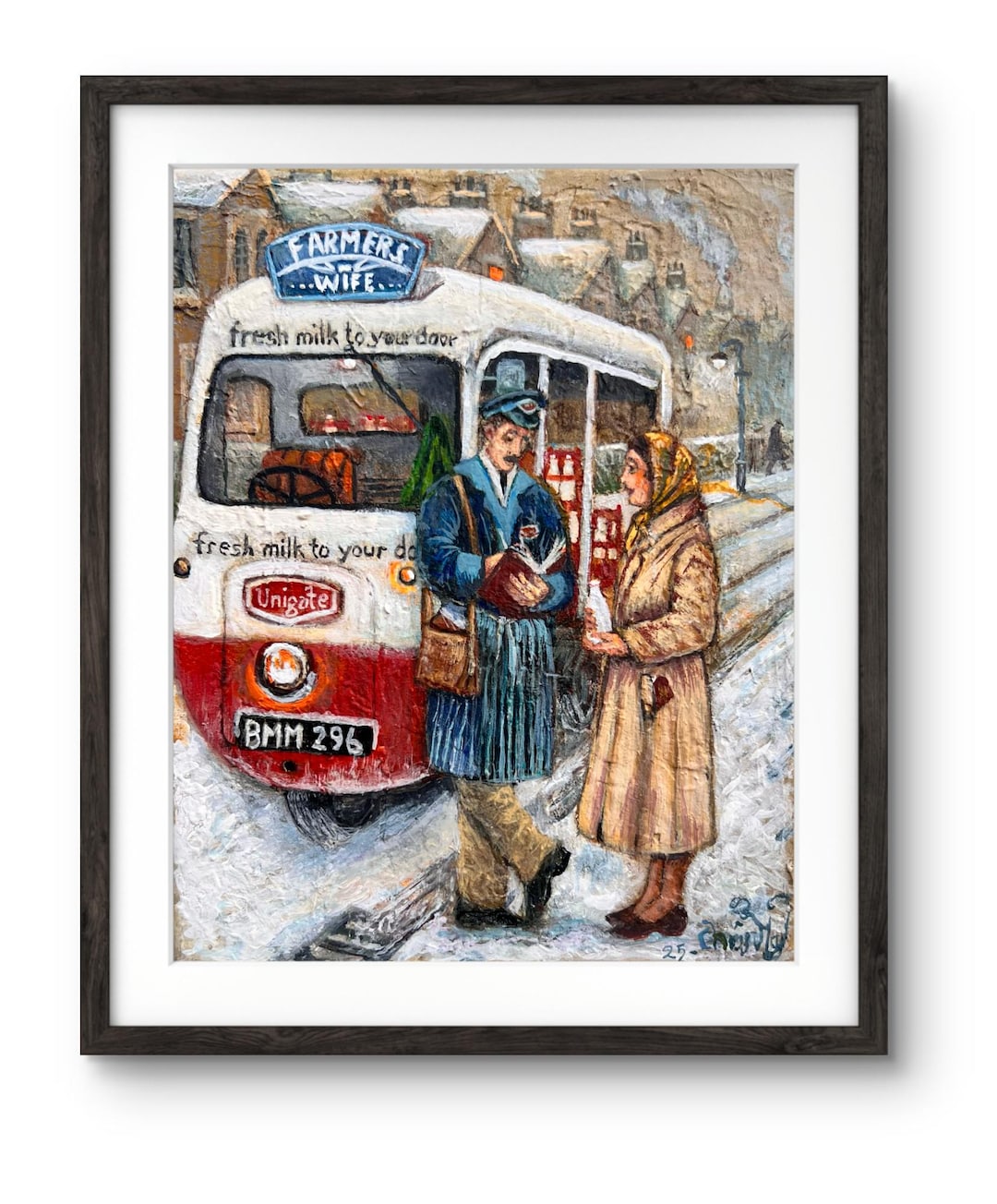 Poster-unigate Milk Float Scene, British Milkman in Snow, Nostalgic ...