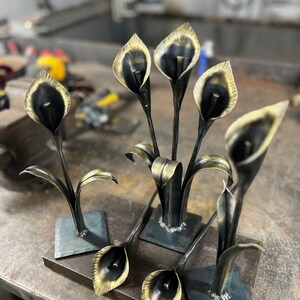 Metal Flower, Iron, Calla Lily Sculpture, Steel, Rustic, Wedding Gift ...