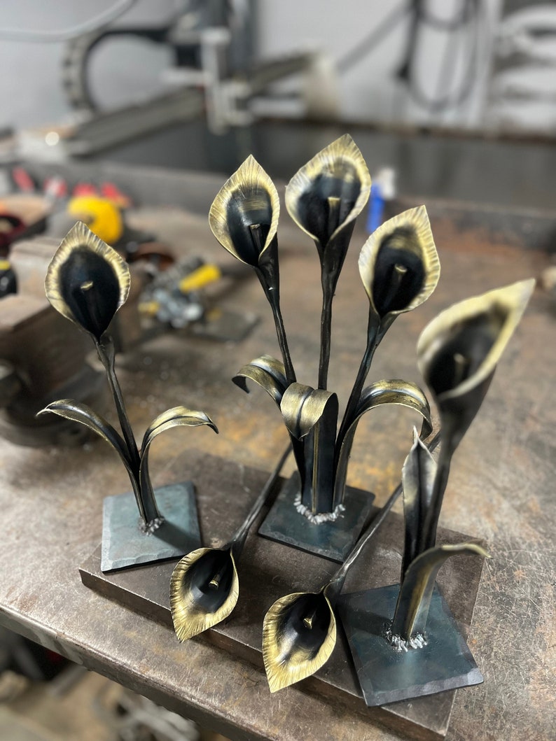 Metal Flower, Iron, Calla Lily Sculpture, Steel, Rustic, Wedding Gift ...