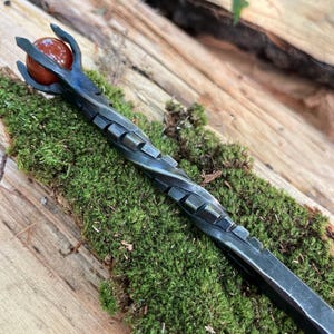 Hand Forged Steel Magic Wand: Amethyst Crystal, Witch, Wizard, Wiccan ...