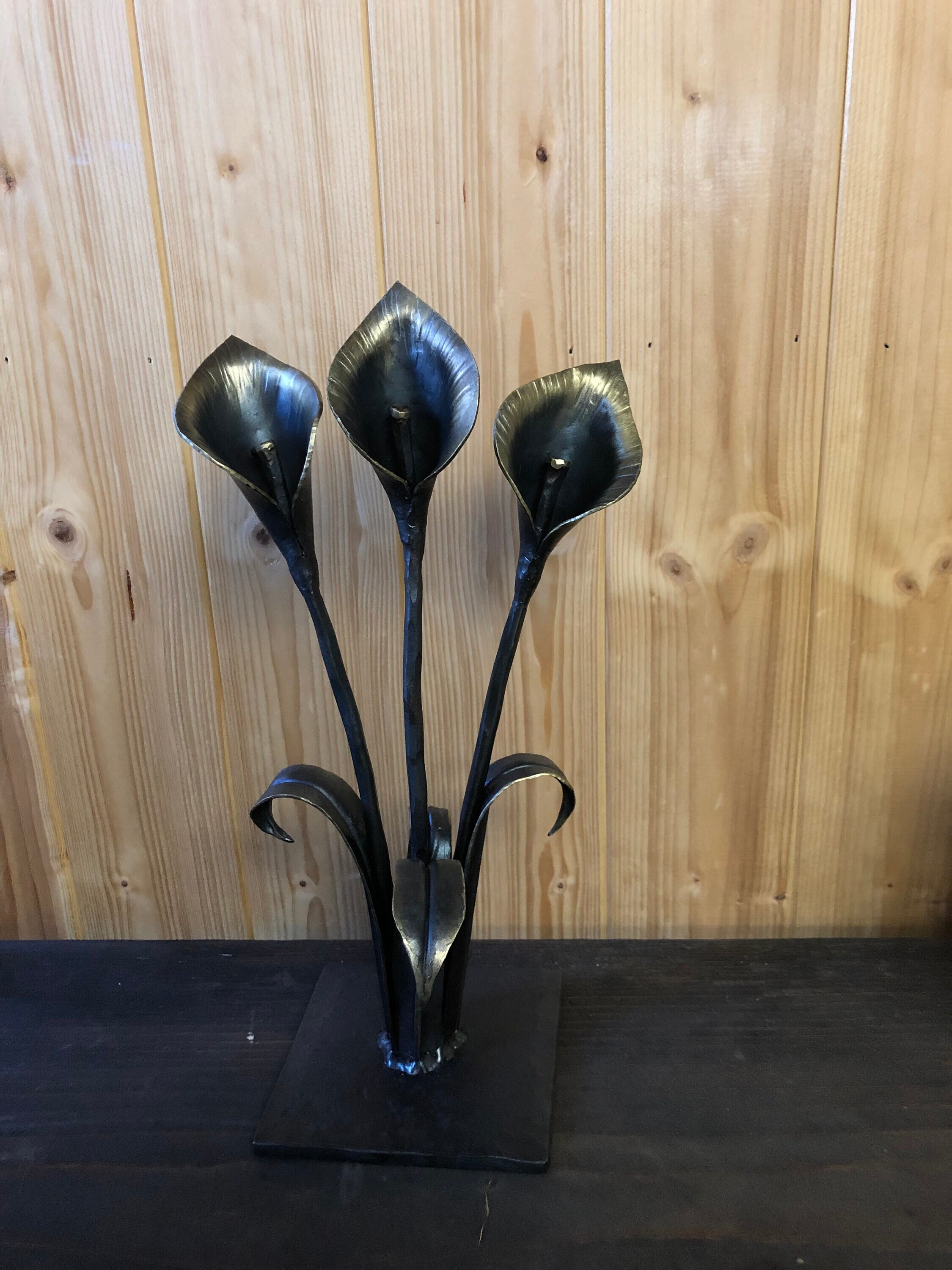 Metal Flower, Iron, Calla Lily Sculpture, Steel, Rustic, Wedding Gift ...