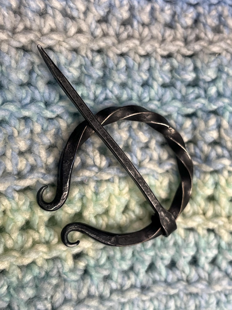 Hand Forged Steel Penannular Brooch: Viking Shawl Pin, Celtic Cloak ...