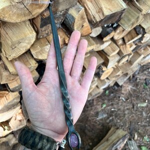 Hand Forged Steel Magic Wand: Amethyst Crystal, Witch, Wizard, Wiccan ...