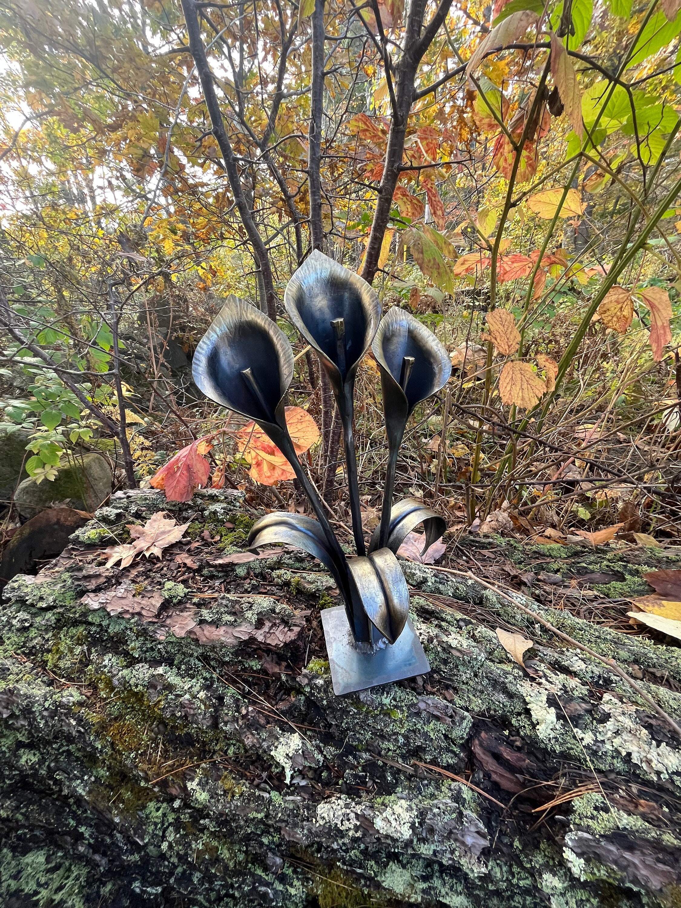 Metal Flower, Iron, Calla Lily Sculpture, Steel, Rustic, Wedding Gift ...