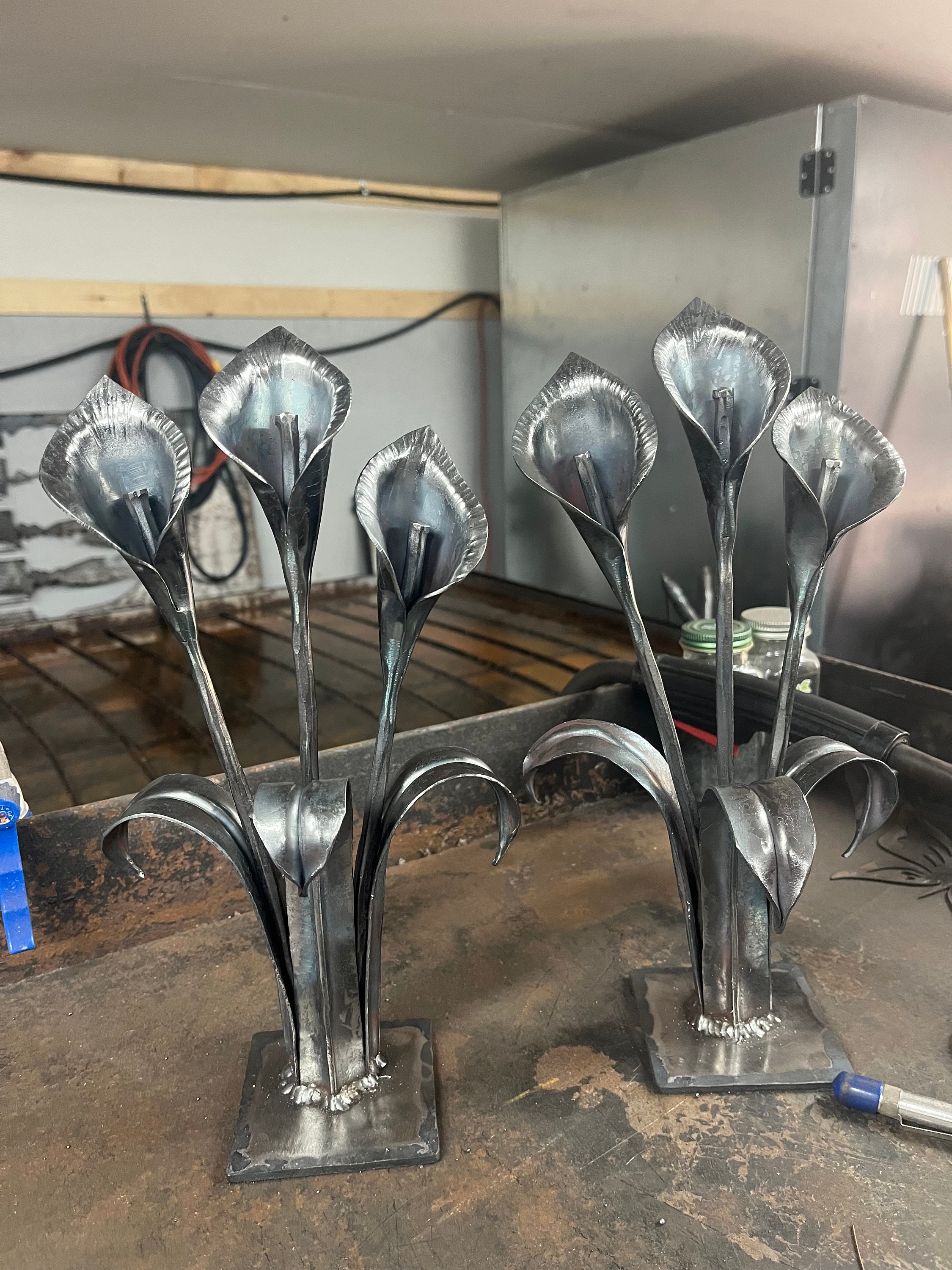 Handmade Metal Calla Lily Sculpture, Rustic Iron Flower, 6 Year ...