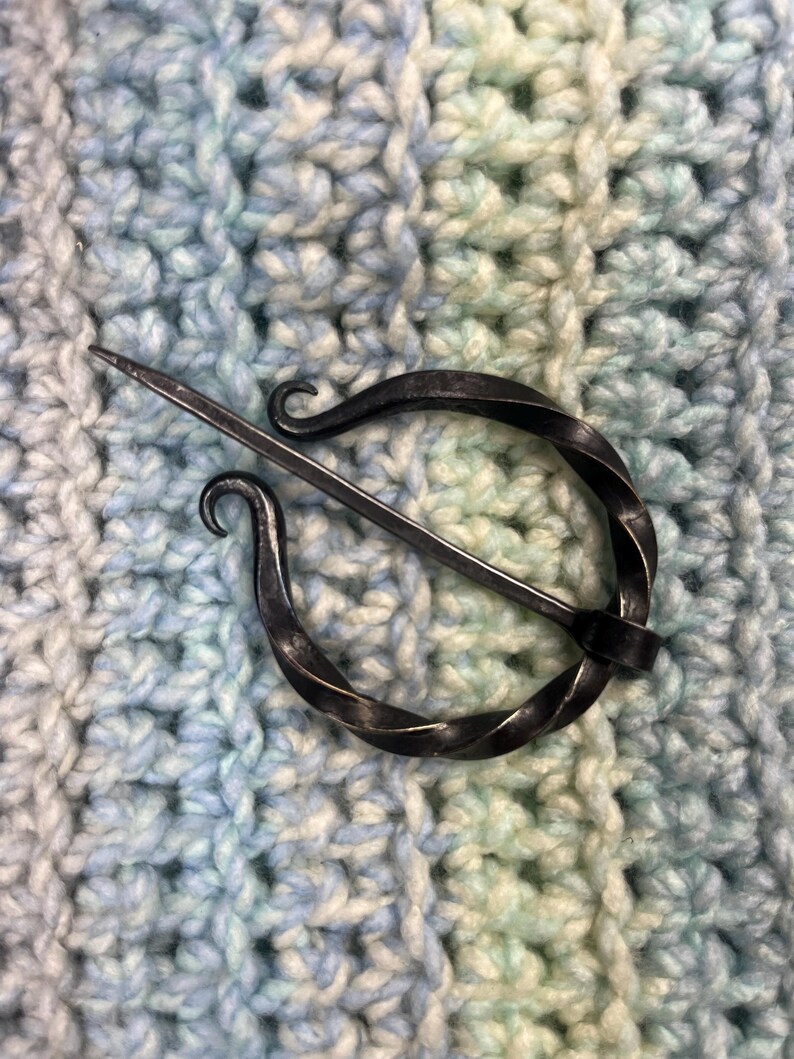 Hand Forged Steel Penannular Brooch: Viking Shawl Pin, Celtic Cloak ...