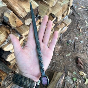 Hand Forged Steel Magic Wand: Amethyst Crystal, Witch, Wizard, Wiccan ...
