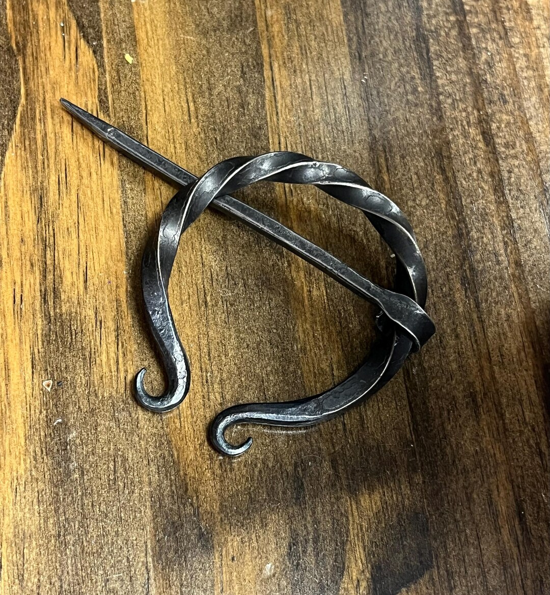 Hand Forged Steel Penannular Brooch: Viking Shawl Pin, Celtic Cloak ...
