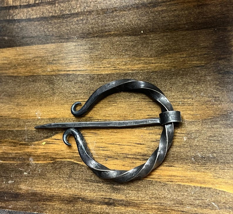 Hand Forged Steel Penannular Brooch: Viking Shawl Pin, Celtic Cloak ...