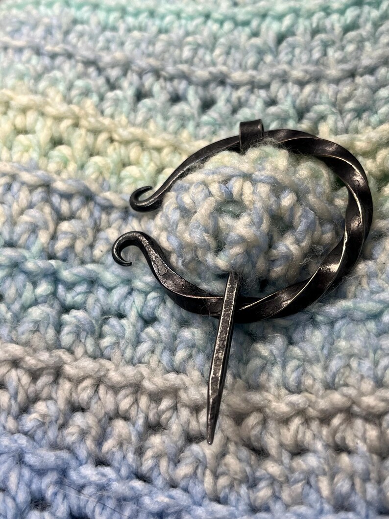 Hand Forged Steel Penannular Brooch: Viking Shawl Pin, Celtic Cloak ...