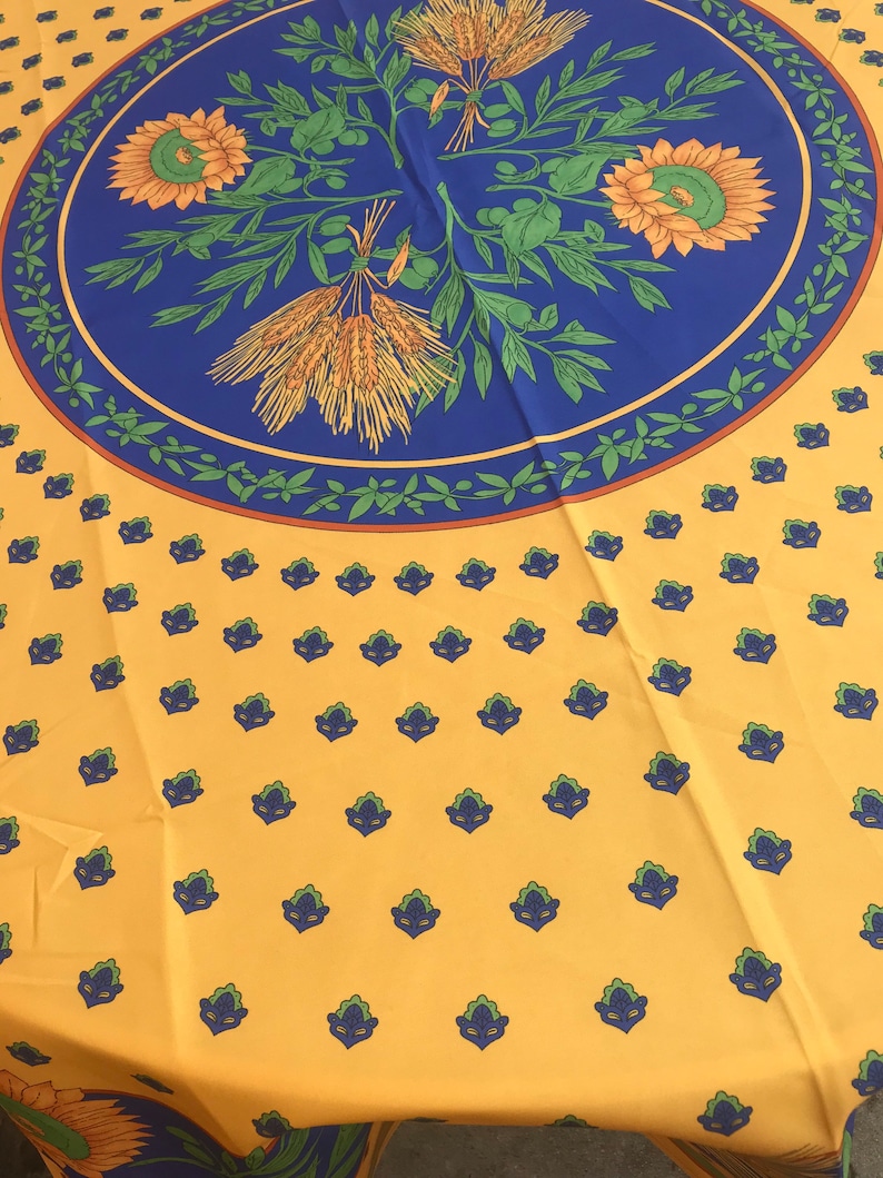 French Provence 70inch Round Polyester Tablecloth blue and - Etsy