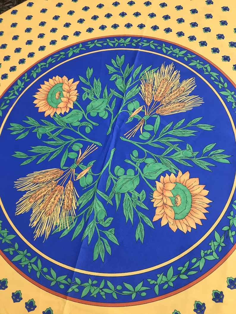 French Provence 70inch Round Polyester Tablecloth blue and - Etsy