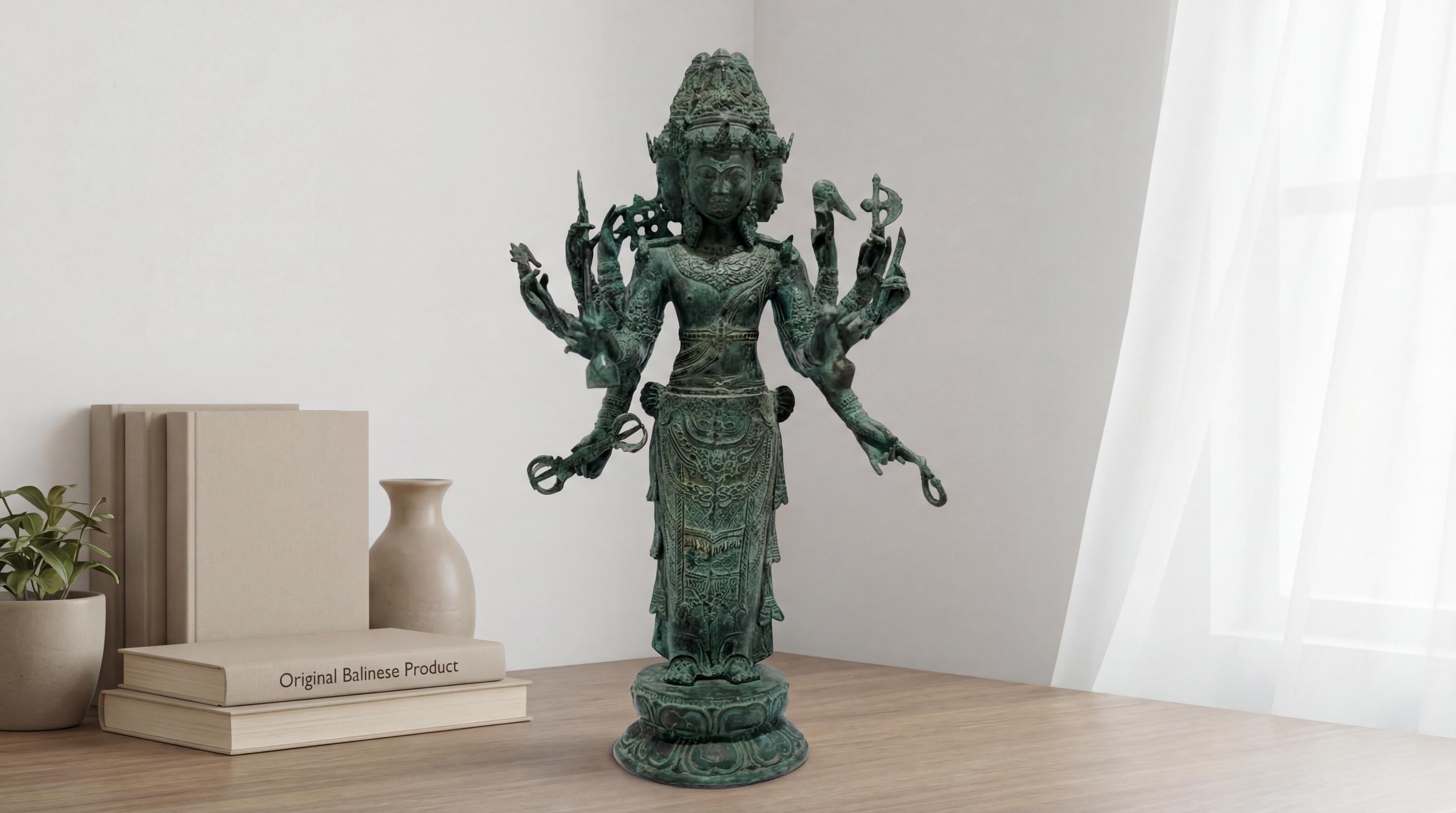 Large Trimurti Statue, Gold Hindu Trinity Sculpture, Brahma Vishnu ...