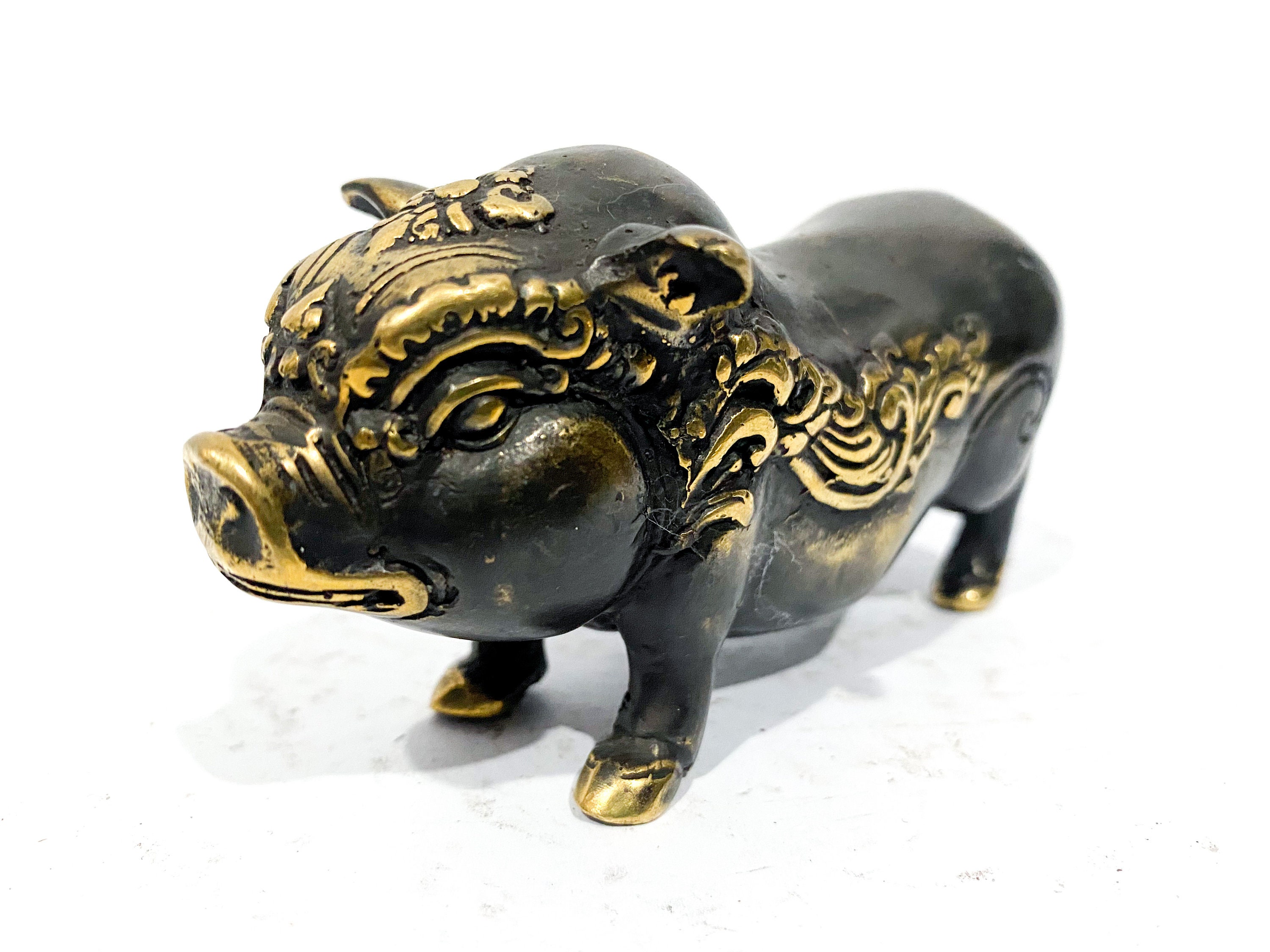 Pig Figurine Vintage Pig Bronze Pigs Sculpture Animal | Etsy