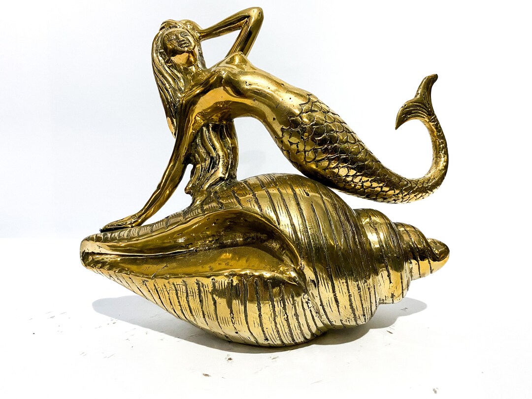 Unique Mermaid on Shell Sculpture, Home Decor, Summer Gift, Gift Idea ...