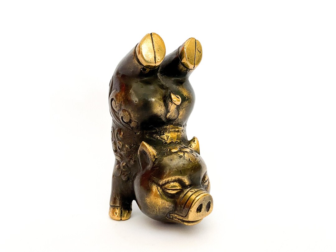 Unique Pig Figurine, Summer Gift, Vintage Handstand Pig, Brass Pig ...