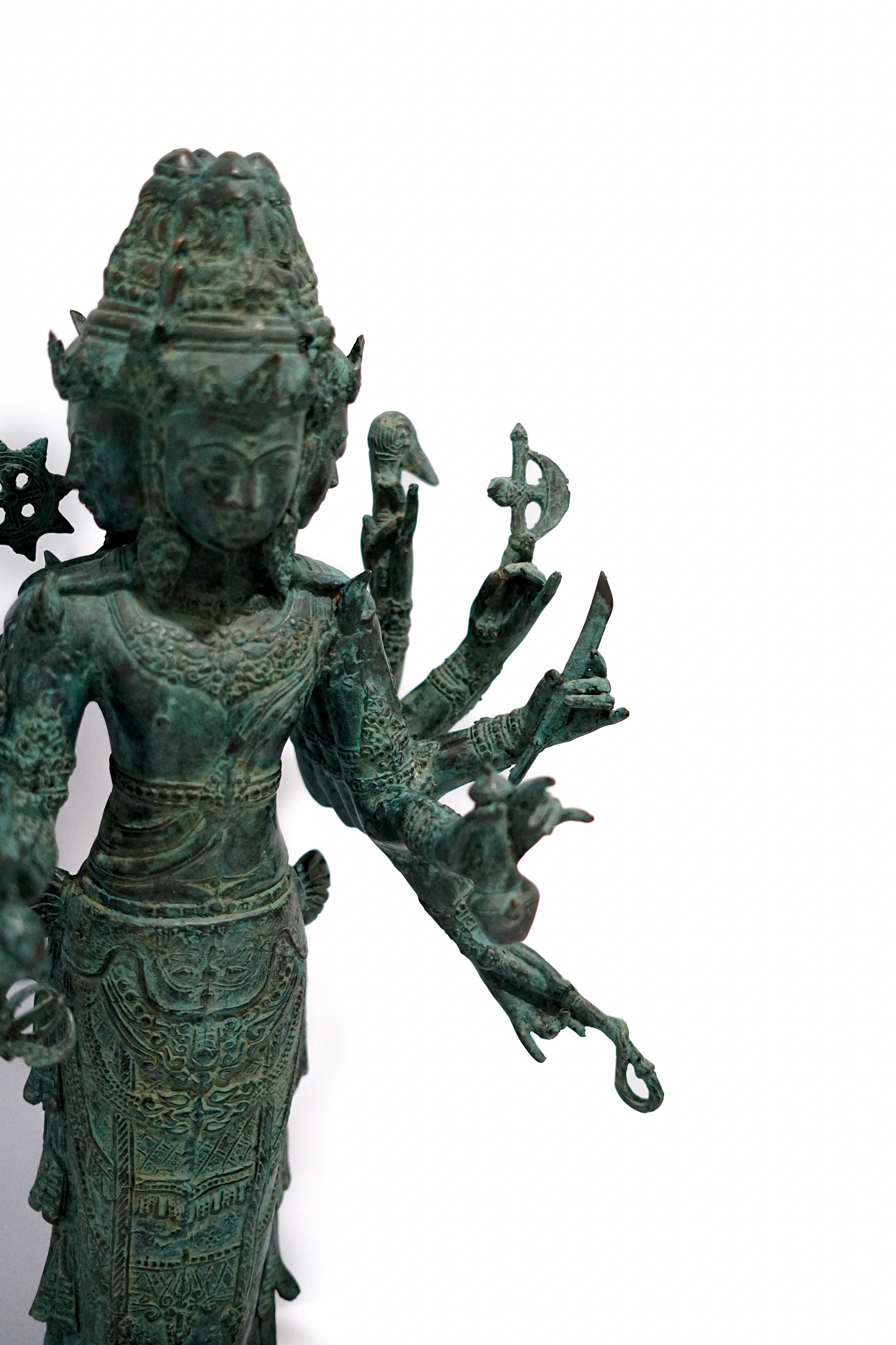 Large Trimurti Statue, Gold Hindu Trinity Sculpture, Brahma Vishnu ...