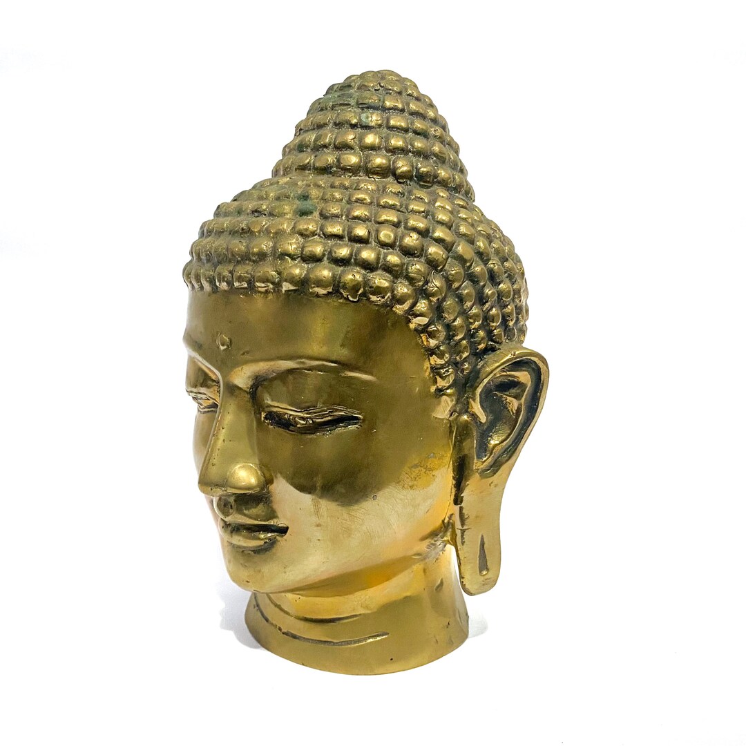 Bronze Buddha Head Statue, Indonesian Art Decor - Etsy
