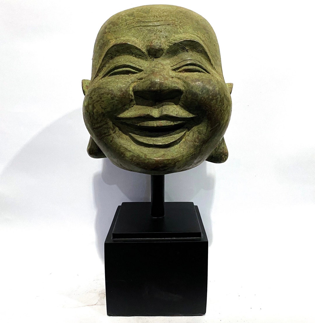 Laughing Buddha Head Statue 15.7", Christmas Gift, Large Laugh Buddha ...