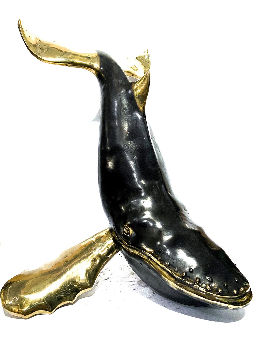 Large Whale Brass Sculpture 17.7 Inch, Valentine Gift, Fish Statue, Big ...