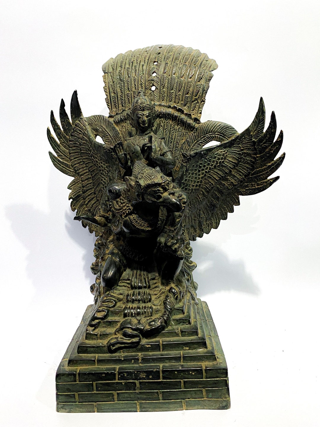 Garuda Vishnu Bronze Statue, Christmas Gift, Lord Vishnu Figurine ...
