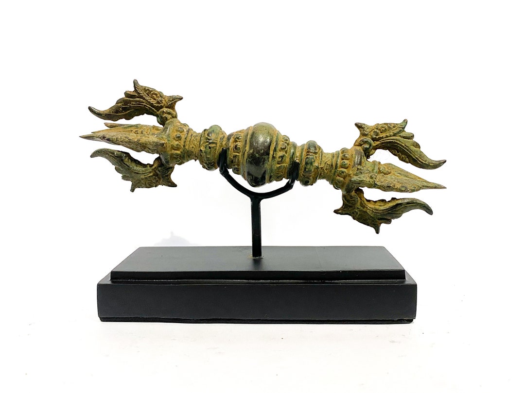 Vajra Dorje 7.9" Thunderbolt Bronze Brass Statue, Summer Gift, Bajra ...