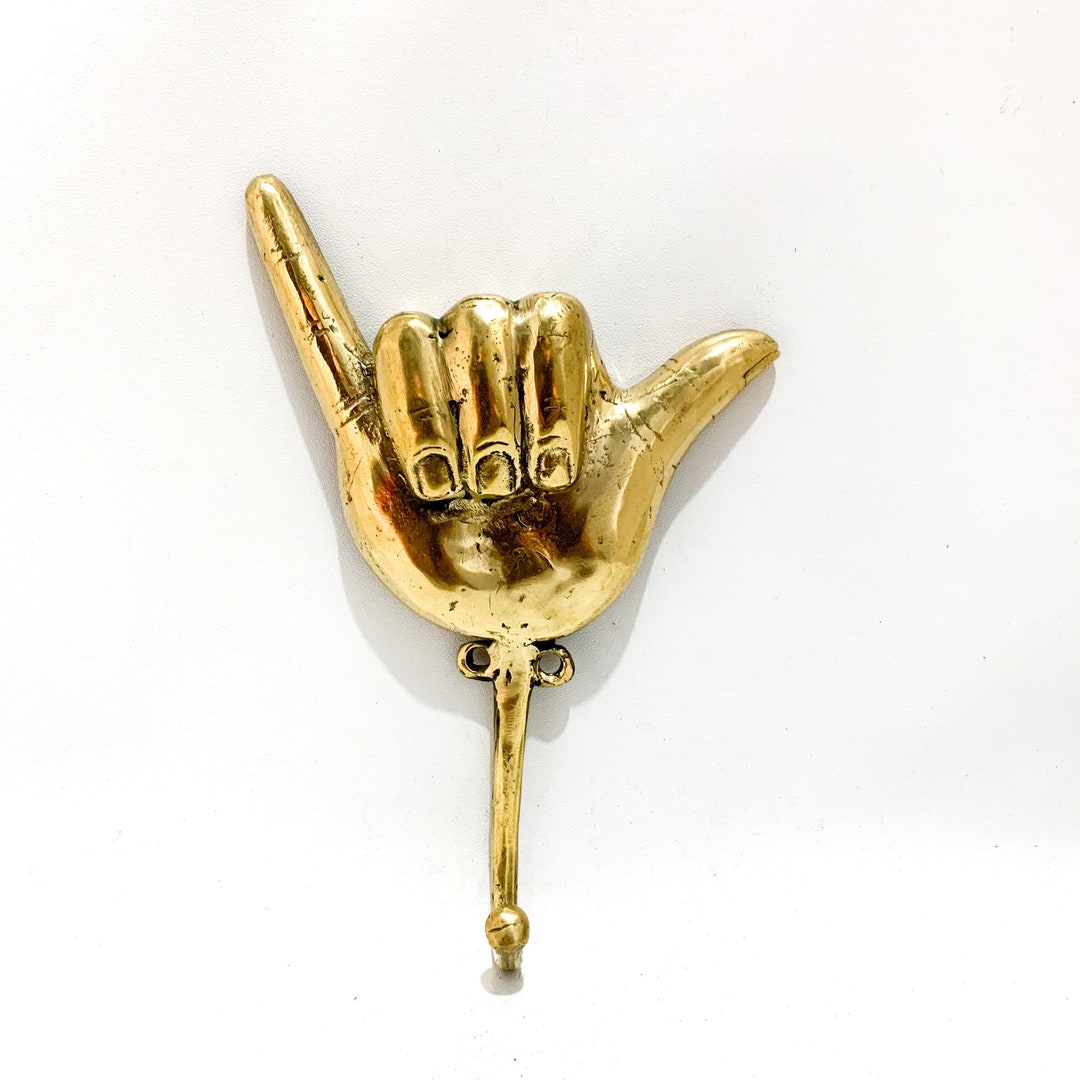 Unique Call Me Hand Brass Hook, Summer Gift, Home Decor, Vintage Hook ...