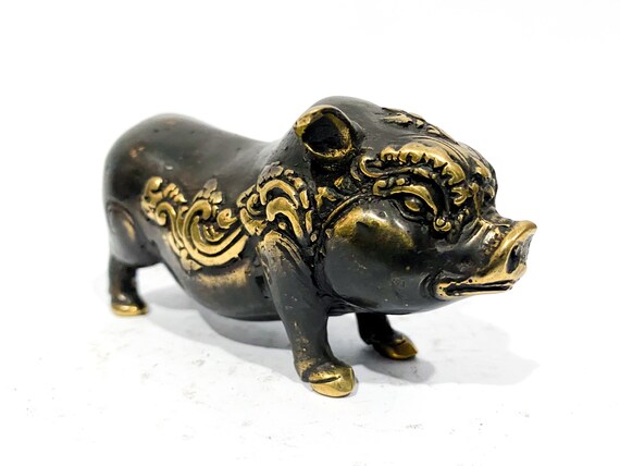 Pig Figurine Vintage Pig Bronze Pigs Sculpture Animal | Etsy