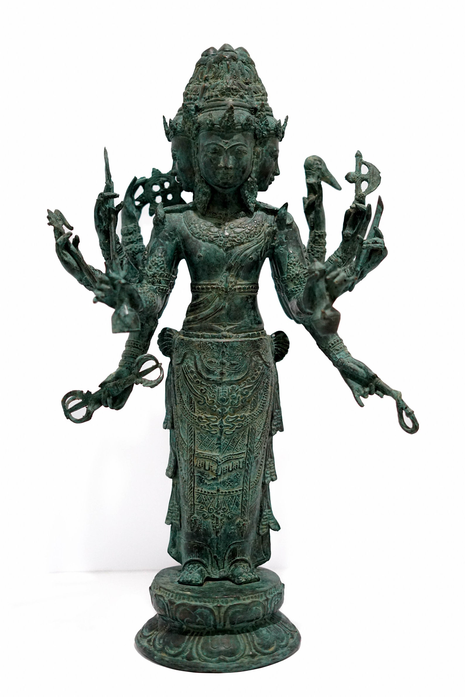 Large Trimurti Statue, Gold Hindu Trinity Sculpture, Brahma Vishnu ...