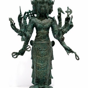 Large Trimurti Statue, Gold Hindu Trinity Sculpture, Brahma Vishnu ...