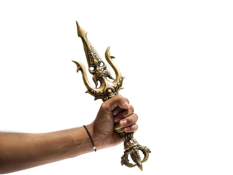 Trisula Statue, Valentine Gift, Shiva Trident Sculpture, Bajra Bronze ...