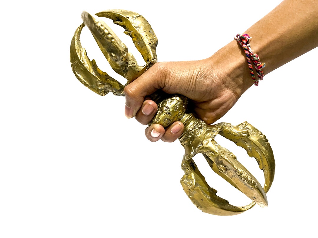 Large Golden Vajra Dorje 11" Thunderbolt, Vajra Brass Statue, Summer ...