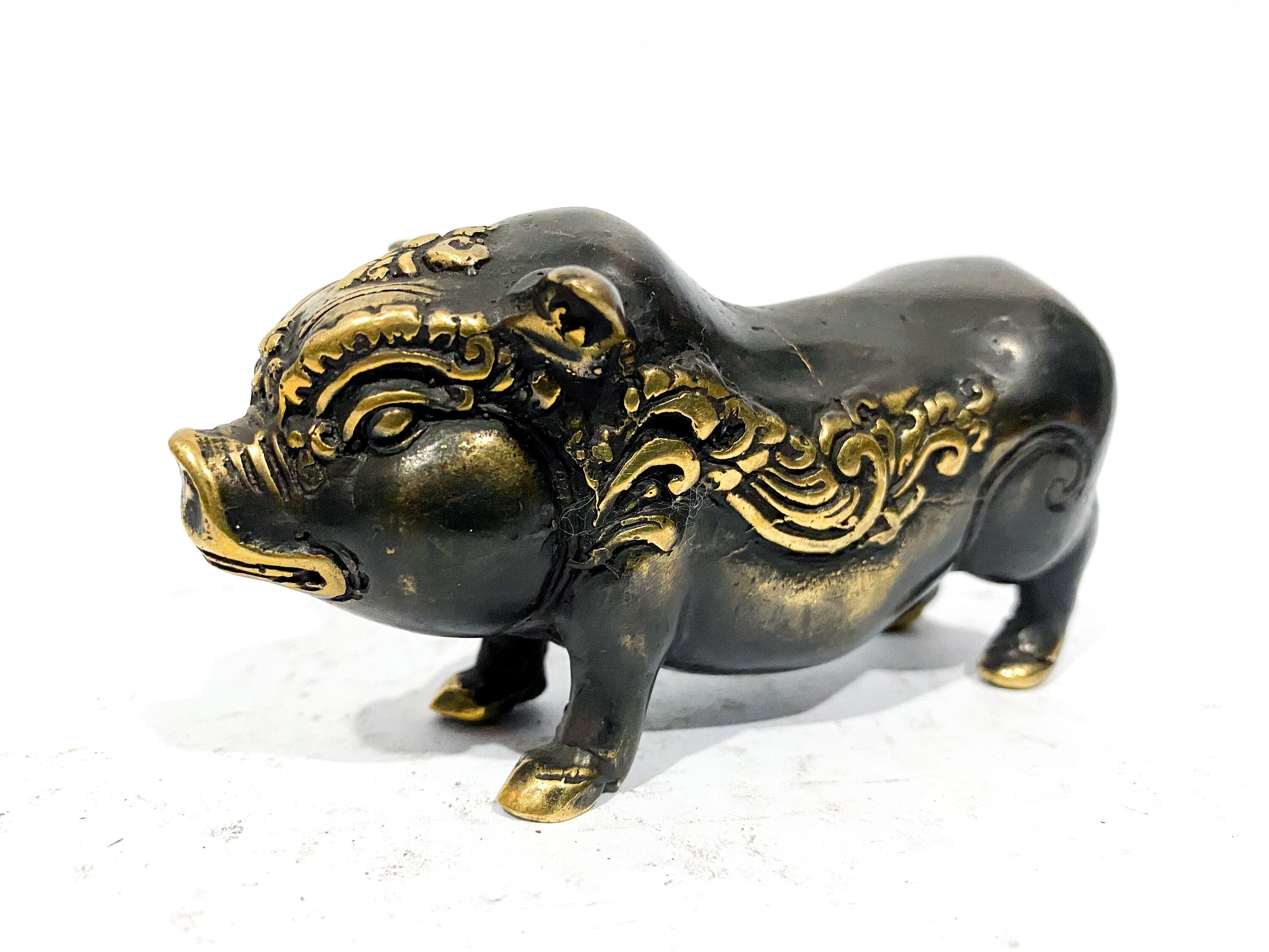 Pig Figurine Vintage Pig Bronze Pigs Sculpture Animal - Etsy