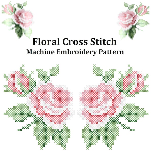 Pink Roses Cross Stitch - Etsy