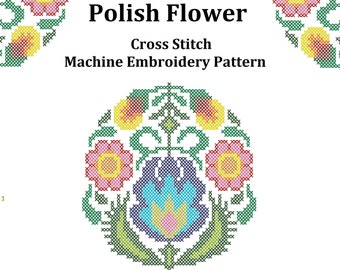 Traditional Polish Floral Cross Stitch Machine Embroidery Pattern - Etsy