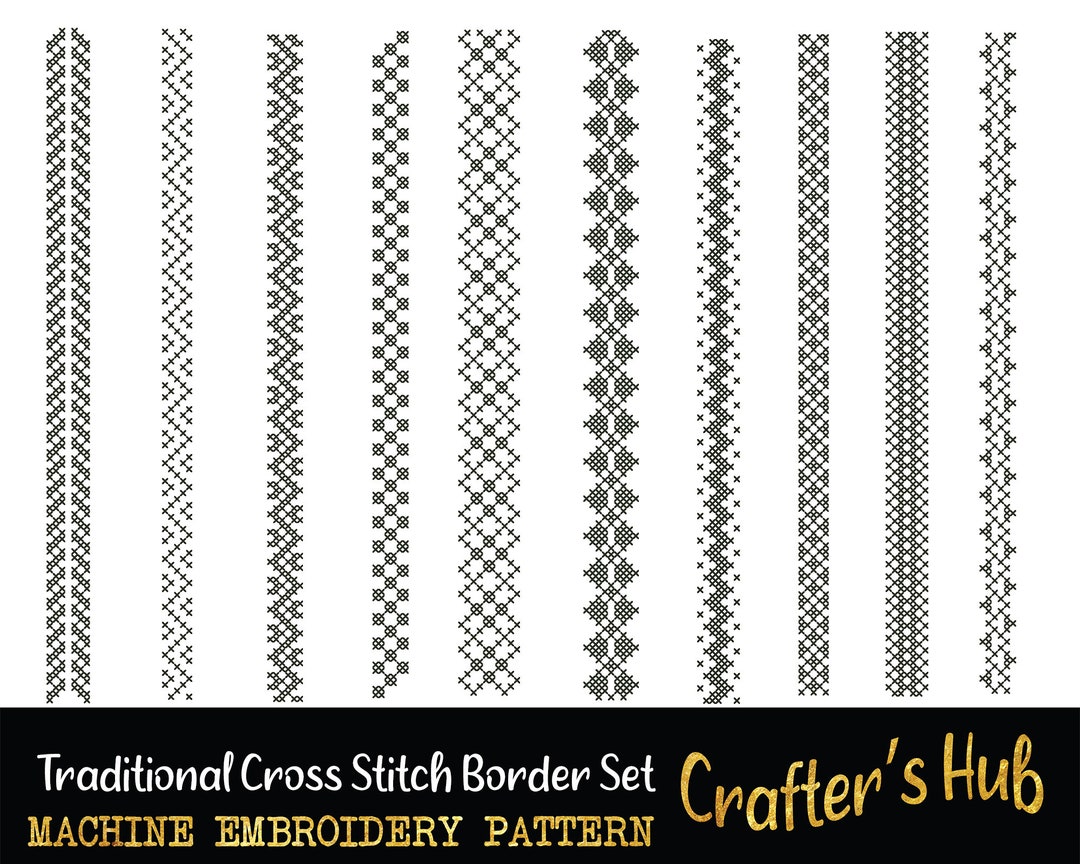 Traditional Slavic Cross Stitch Border Set of 10 Machine Embroidery ...