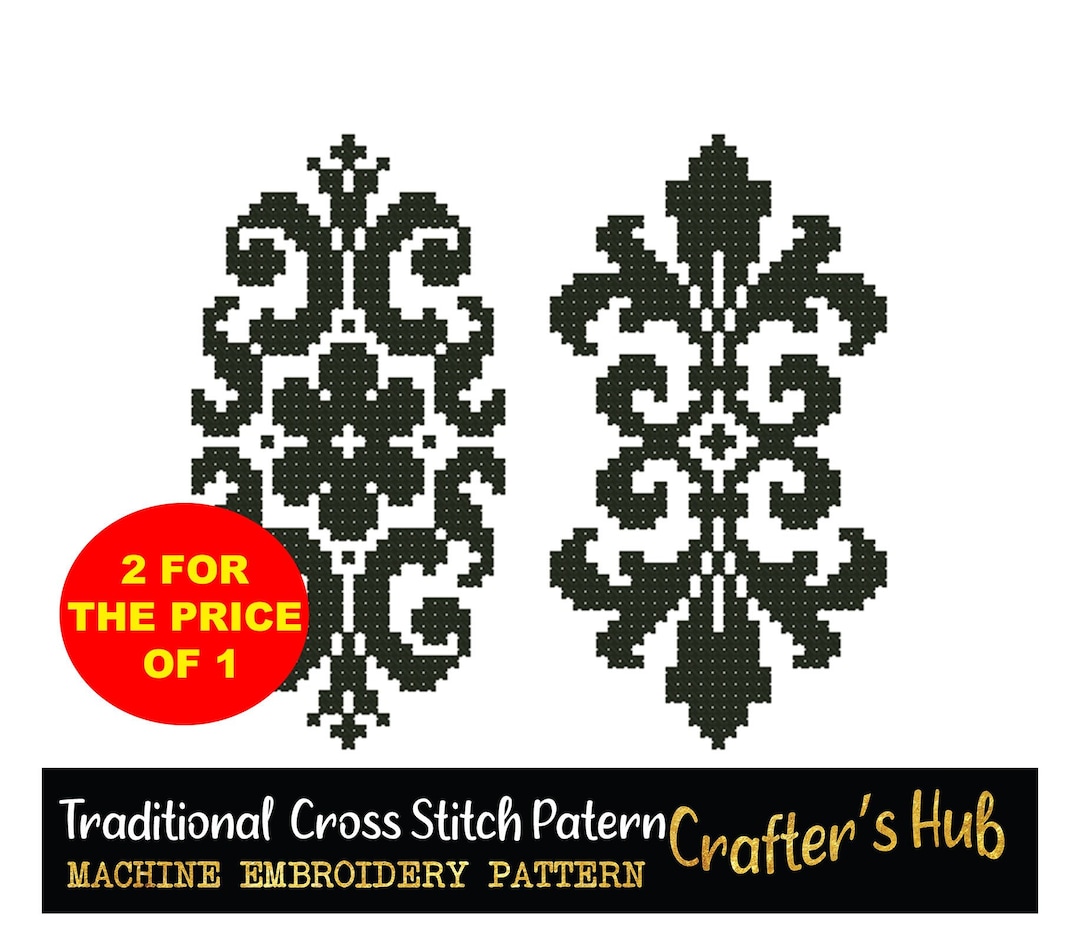 2 Traditional Cross Stitch Machine Embroidery Patterns - Etsy