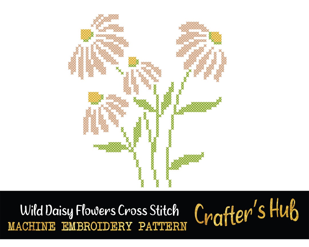 Wild Daisy Flowers Cross Stitch Machine Embroidery Pattern - Etsy